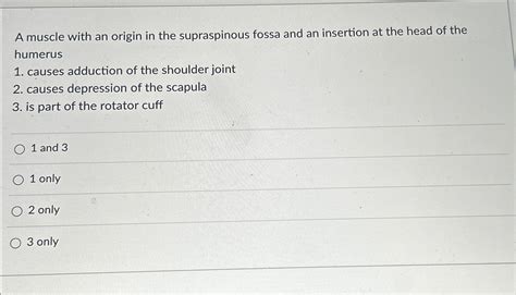 Solved A Muscle With An Origin In The Supraspinous Fossa And