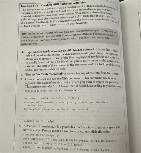 Solved Exercise Creating MBR Partitions With Fdisk This Chegg