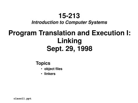 ppt program translation and execution i linking sept 29 1998