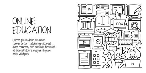 온라인 교육 관련 낙서 일러스트레이션 웹 배너 웹 사이트 헤더 등에 대한 현대적인 디자인 벡터 일러스트레이션 교습에 대한 스톡