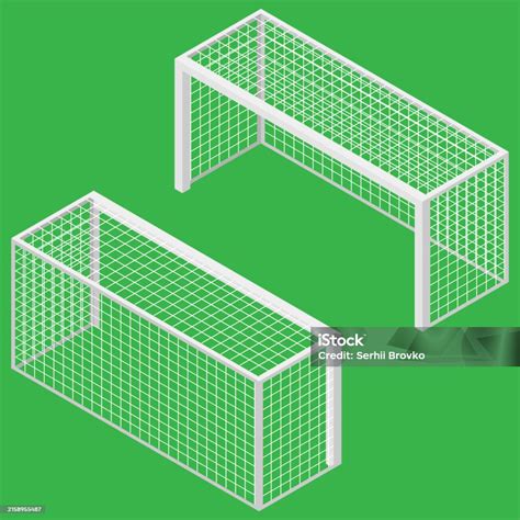등척성으로 축구를 하기 위한 게이트 벡터 일러스트 레이 션입니다 3차원 형태에 대한 스톡 벡터 아트 및 기타 이미지 3차원 형태 게이트 경기 스포츠 Istock