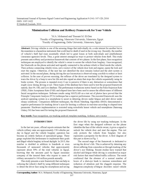 Pdf Minimization Collision And Robbery Framework For Your Vehicle