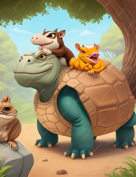 Premium Ai Image Cute Turtle And Squirrel