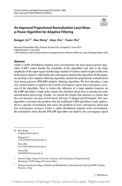 An Improved Proportional Normalization Least Mean P Power Algorithm For Adaptive Filtering