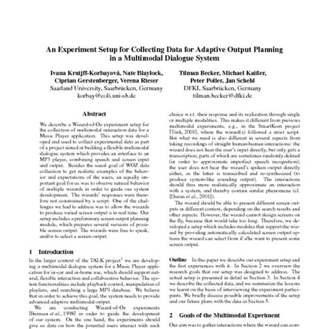 An Experiment Setup For Collecting Data For Adaptive Output Planning In