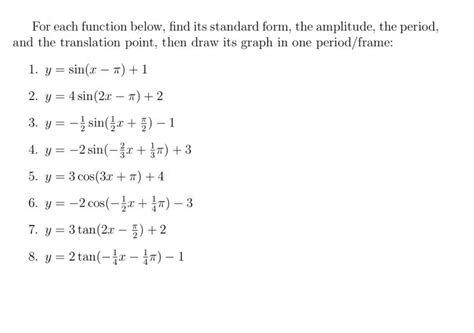 For Each Function Below Find Its Standard Form The Chegg