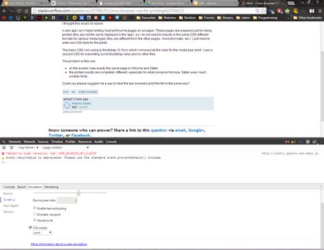Html Cross Browser Css For Printing Stack Overflow