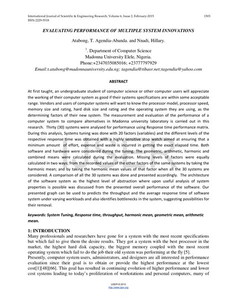 Pdf Evaluating Performance Of Multiple System Innovations