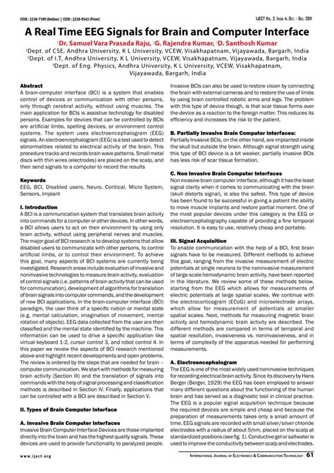 Pdf A Real Time Eeg Signals For Brain And Computer Interface