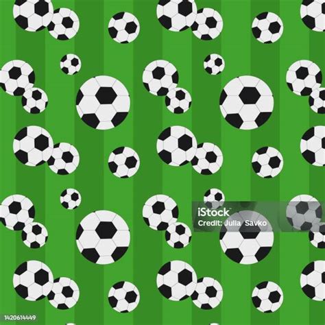 필드에 축구 공이있는 밝은 귀여운 패턴 장식 디자인을위한 축구와 원활한 패턴 축구 벽지 벡터 일러스트 레이 션 Championship에 대한 스톡 벡터 아트 및 기타 이미지