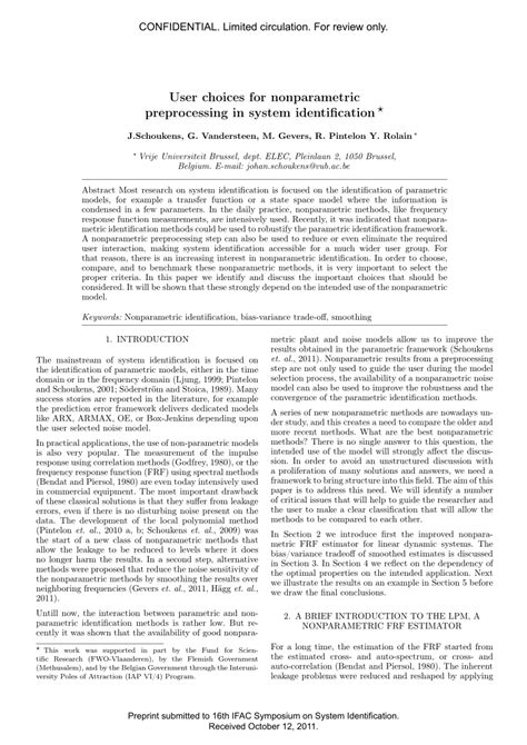 Pdf User Choices For Nonparametric Preprocessing In System Identification