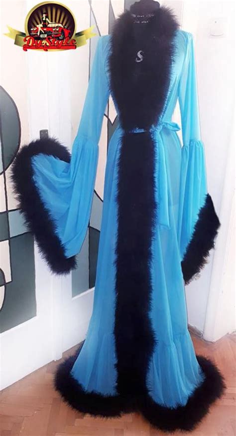 Big Boa Robe Black Marabou Feather Dressing Gown Burlesque Dressing Gown Sheer Feather Kimono