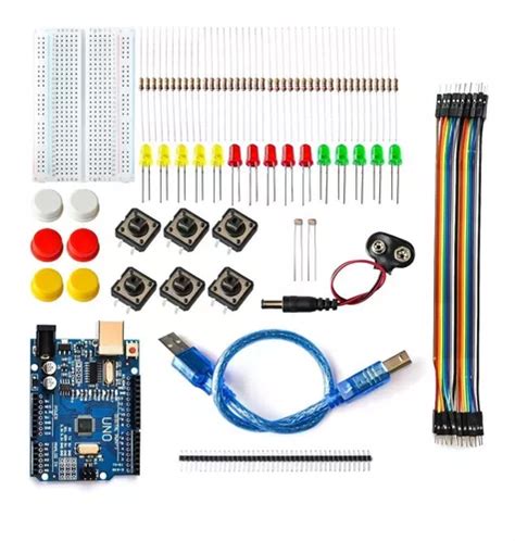 kit iniciante componentes uno compatível com arduino no full