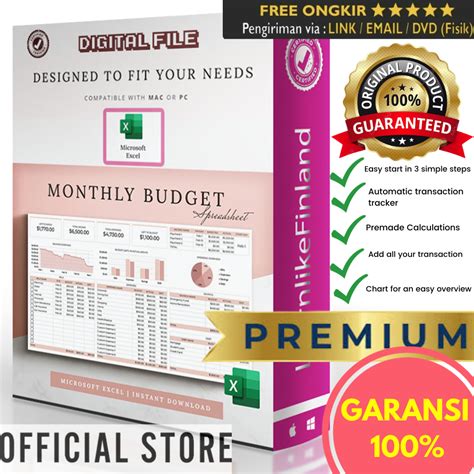Jual Template Anggaran Bulanan Excel Pantau And Kelola Keuangan Dengan