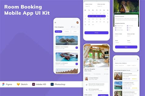 酒店客房预订移动应用app Ui Kit Fig Sketch Xd Psd 云瑞设计
