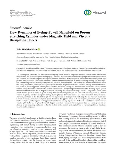 Pdf Flow Dynamics Of Eyringpowell Nanofluid On Porous Stretching