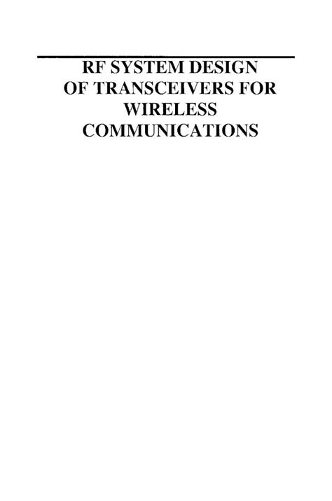 PDF RF System Design Of Transceivers For Wireless Communications DOKUMEN TIPS