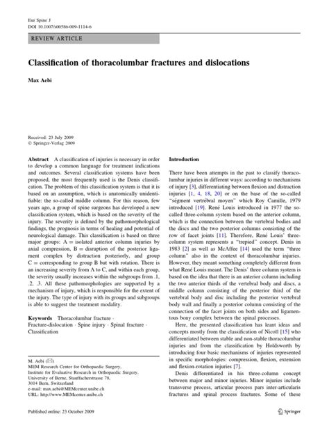 Ao Classification Tl Fractures Pdf Pdf Vertebral Column Vertebra