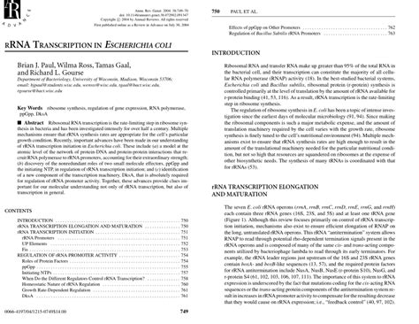 Pdf Rrna Transcription In Escherichia Coli