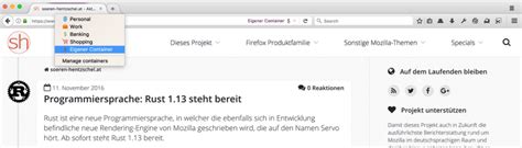 Firefox Nightly Neuen Container Tab Per Plus Button öffnen