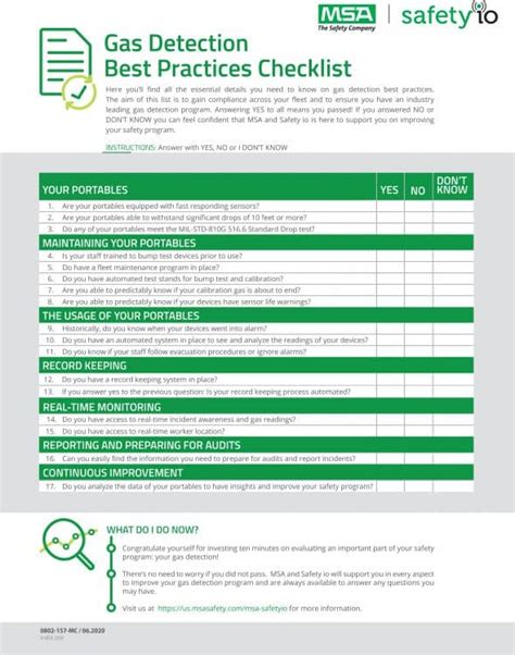 Gas Detection Best Practices Checklist