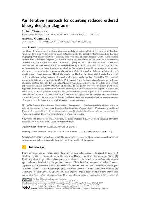 Pdf An Iterative Approach For Counting Reduced Ordered Binary Decision Diagrams