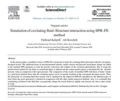 pdf simulation of cavitating fluid — structure interaction using sph