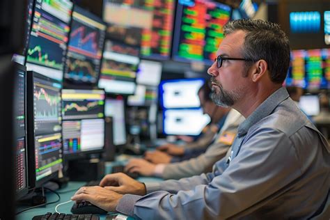 A Man Is Working On A Computer With A Screen Showing A Graph Premium