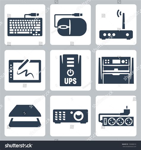 Vector Hardware Icons Set Keyboard Computer Stock Vector Royalty Free 159088010