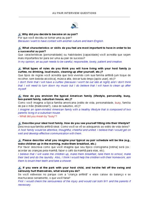 Au Pair Interview Questions Pdf
