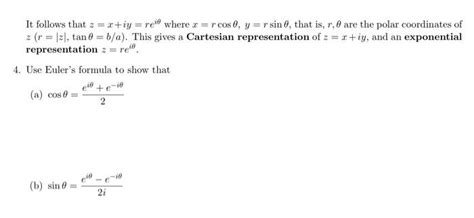 Solved It follows that z x iy reiθ where x rcosθ y rsinθ Chegg