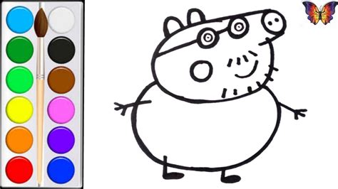 Раскраска для детей ПАПА СВИН из мультика СВИНКА ПЕППА Раскраски Малышам Youtube