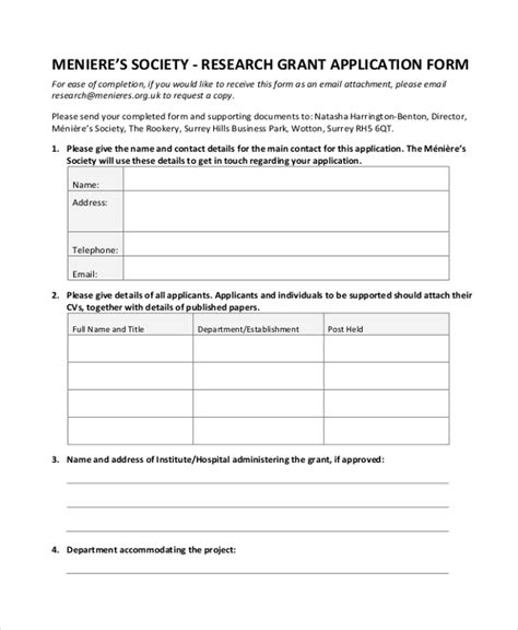 Application For Grant Template