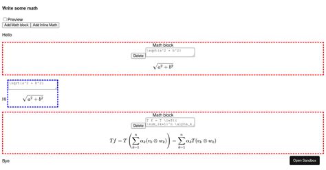 Tiptap Math Codesandbox