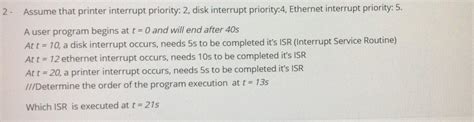 Solved Assume That Printer Interrupt Priority Disk Chegg