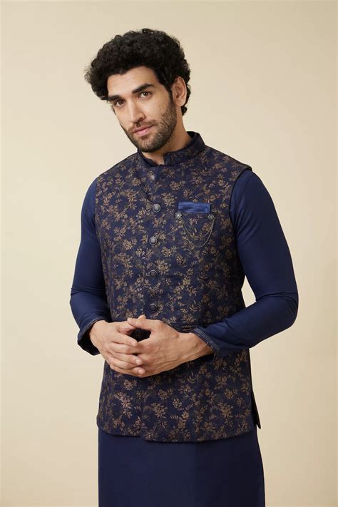 Buy Twilight Blue Floral Printed Jacket Set Online In The Usa Manyavar