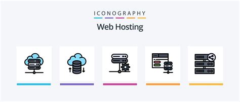 Web Hosting Line Filled 5 Icon Pack Including Shared Server Web