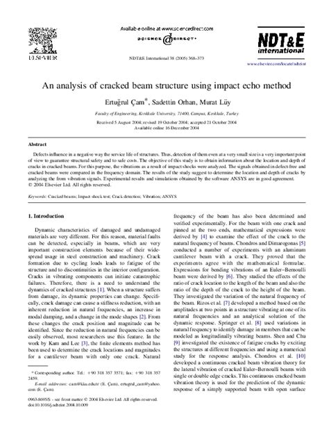 Pdf An Analysis Of Cracked Beam Structure Using Impact Echo Method