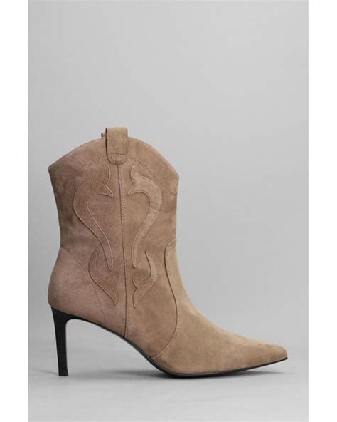 Bibi Lou High Heels Ankle Boots In Taupe Suede In Brown Lyst