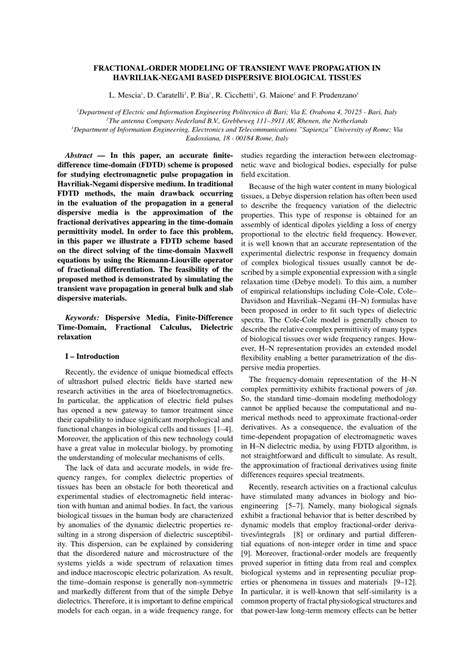 Pdf Fractional Order Modeling Of Transient Wave Propagation In Havriliak Negami Based