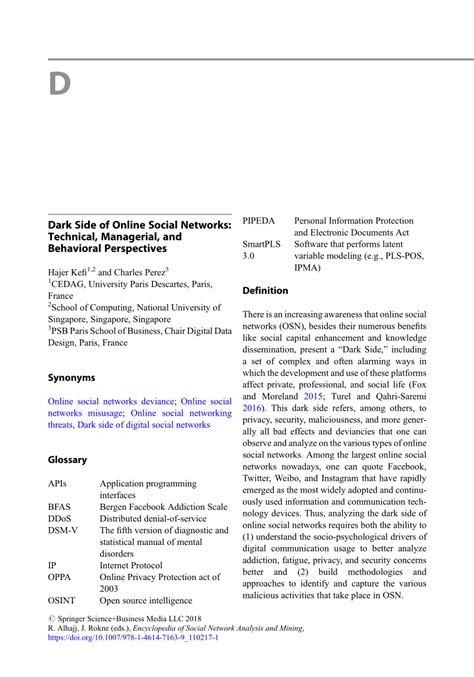Pdf Dark Side Of Online Social Networks Technical Managerial And