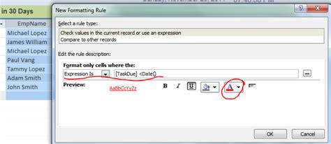 Conditional Formatting For Subform Or Datasheet Form