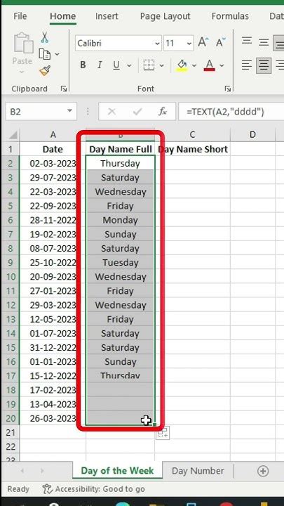 📆 Convert Dates To Day Names With Text Function 🚀 Excel365 Exceltips Youtube