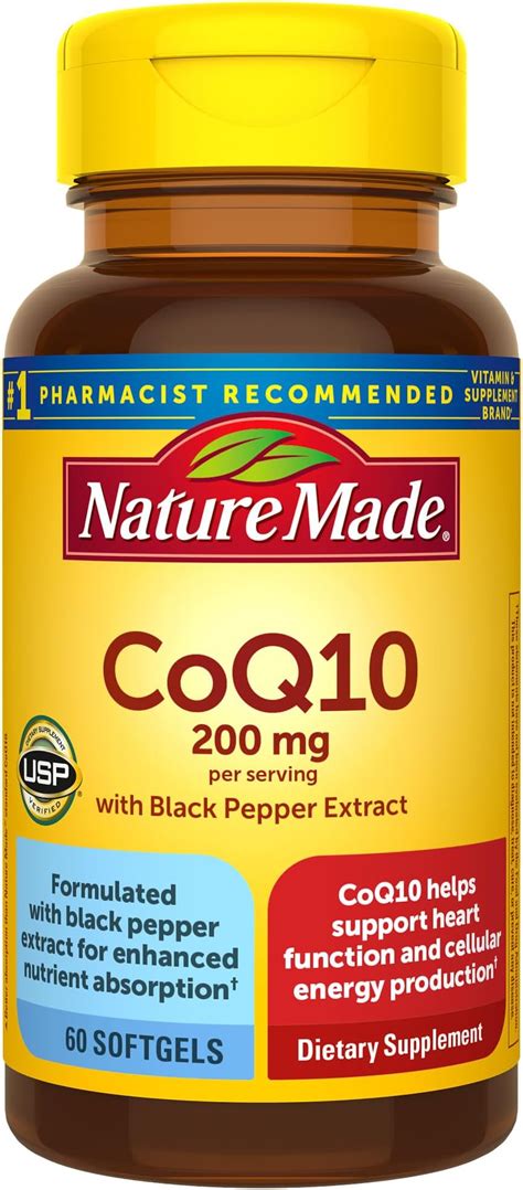 Nature Made Coq10 200mg Per Serving With Black Pepper