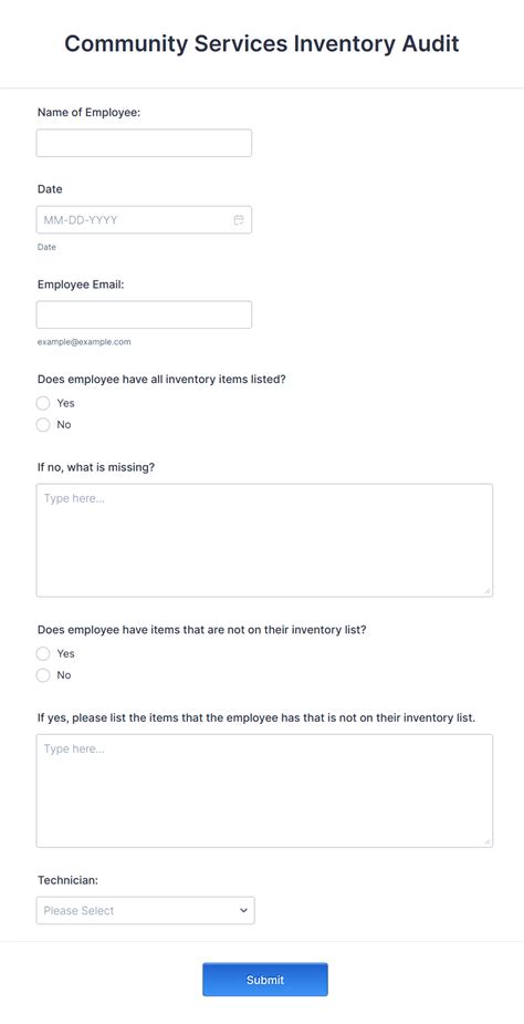 Inventory Audit Checklist Form Template Jotform
