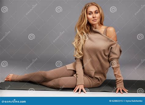 Beautiful Young Woman With Perfect Athlete Blond Healthy Slim Figur