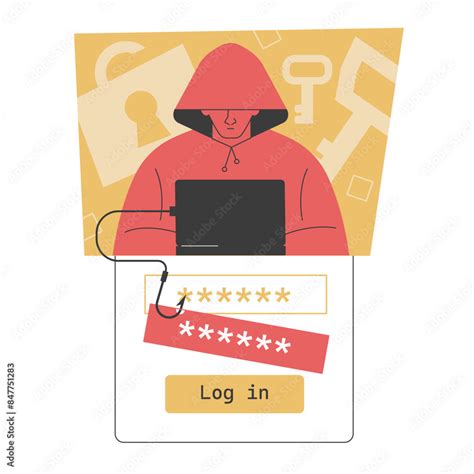 Vector Illustration Of A Hacker Conducting A Phishing Attack To Steal