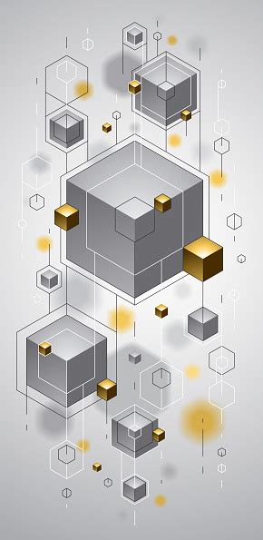 황금 요소 벡터 디자인 고급 스러움 또는 보석 색상 스타일 3d 큐브의 클러스터와 기본 추상 벡터 디자인 기술 및 과학 추상화 예술에 사용할 수 있습니다 0명에 대한 스톡