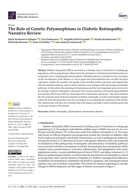 Pdf The Role Of Genetic Polymorphisms In Diabetic Retinopathy