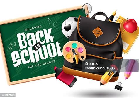 학교 요소 클립 아트 세트 디자인 현실적인 교육 요소가 있는 녹색 보드 클립 아트로 학교 인사말 텍스트 돌아가기 개체 그룹에